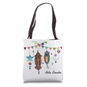 ramadan kareem lantern fanoos canvas tote bag