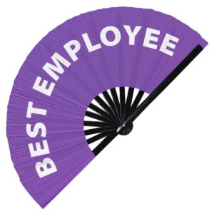 best employee hand fan foldable bamboo circuit hand fan funny gag slang words expressions statement gifts festival accessories rave handheld circuit event fan clack fans (purple)