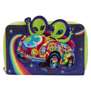 loungefly lisa frank cosmic alien ride zip around wallet