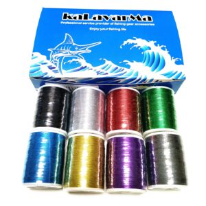 (8pcs*240yd) kalavarma 240 yards 220m metallic wrapping thread for fishing rod guide 8 color