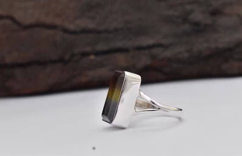 Watermelon Tourmaline Ring, 925 Solid Sterling Silver Ring, Tourmaline Quartz Ring, Women Ring, Statement Ring, Handmade Ring, Gift Ring (Size-9)