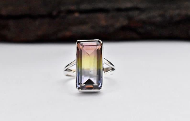 Watermelon Tourmaline Ring, 925 Solid Sterling Silver Ring, Tourmaline Quartz Ring, Women Ring, Statement Ring, Handmade Ring, Gift Ring (Size-9)