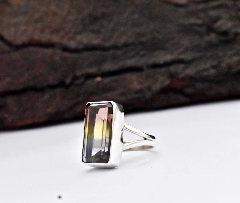 Watermelon Tourmaline Ring, 925 Solid Sterling Silver Ring, Tourmaline Quartz Ring, Women Ring, Statement Ring, Handmade Ring, Gift Ring (Size-9)