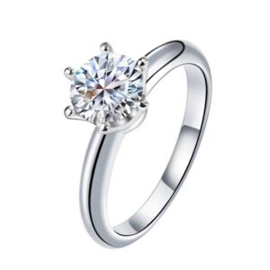 yajierui wedding ring 1.5 carat zircon cz engagement ring wedding rings women's claw rings 925 sterling silver solitaire ring