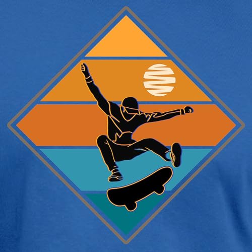 CafePress Skateboarding Silhouette T Shirt Men's Fitted Graphic T-Shirt Royal