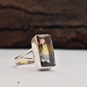 Watermelon Tourmaline Ring, 925 Solid Sterling Silver Ring, Tourmaline Quartz Ring, Women Ring, Statement Ring, Handmade Ring, Gift Ring (Size-9)