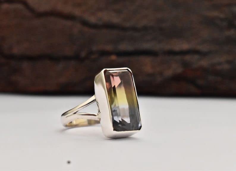 Watermelon Tourmaline Ring, 925 Solid Sterling Silver Ring, Tourmaline Quartz Ring, Women Ring, Statement Ring, Handmade Ring, Gift Ring (Size-9)