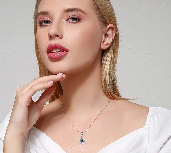 EARTHMOUNT Sunflower Pendant Necklaces for Women With Birthstone 925 Sterling Silver Birthday Valentine’s Day Anniversary Dainty Sun Preppy Jewelry Mom Girlfriend