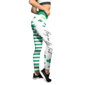 kingspinner green shamrocks st.patricks day leggings for yoga pilates running good luck pants women's leggings