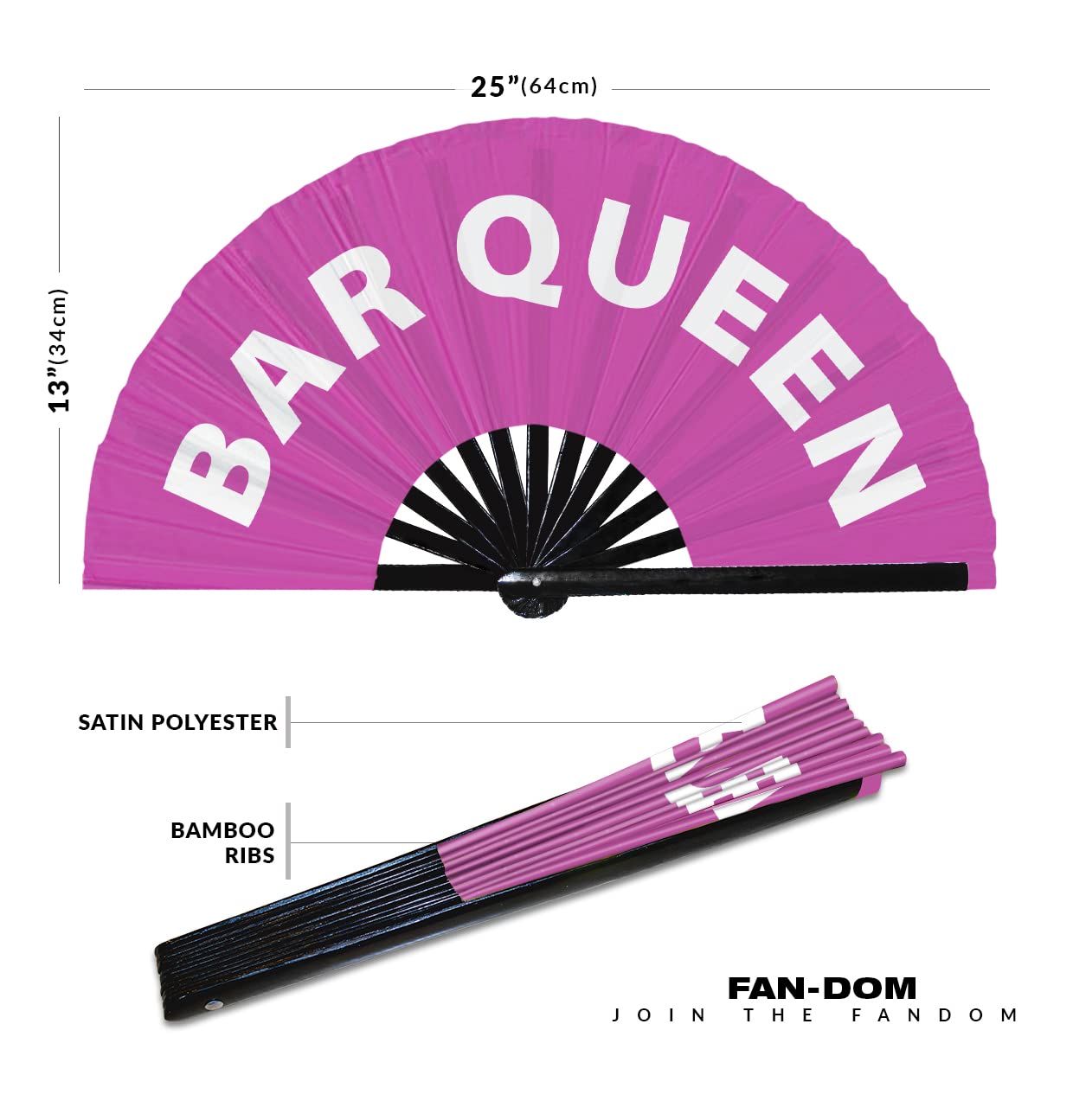 Bar Queen hand fan foldable bamboo circuit hand fan funny gag slang words expressions statement gifts Festival accessories Rave handheld Circuit event fan Clack fans (Pink)