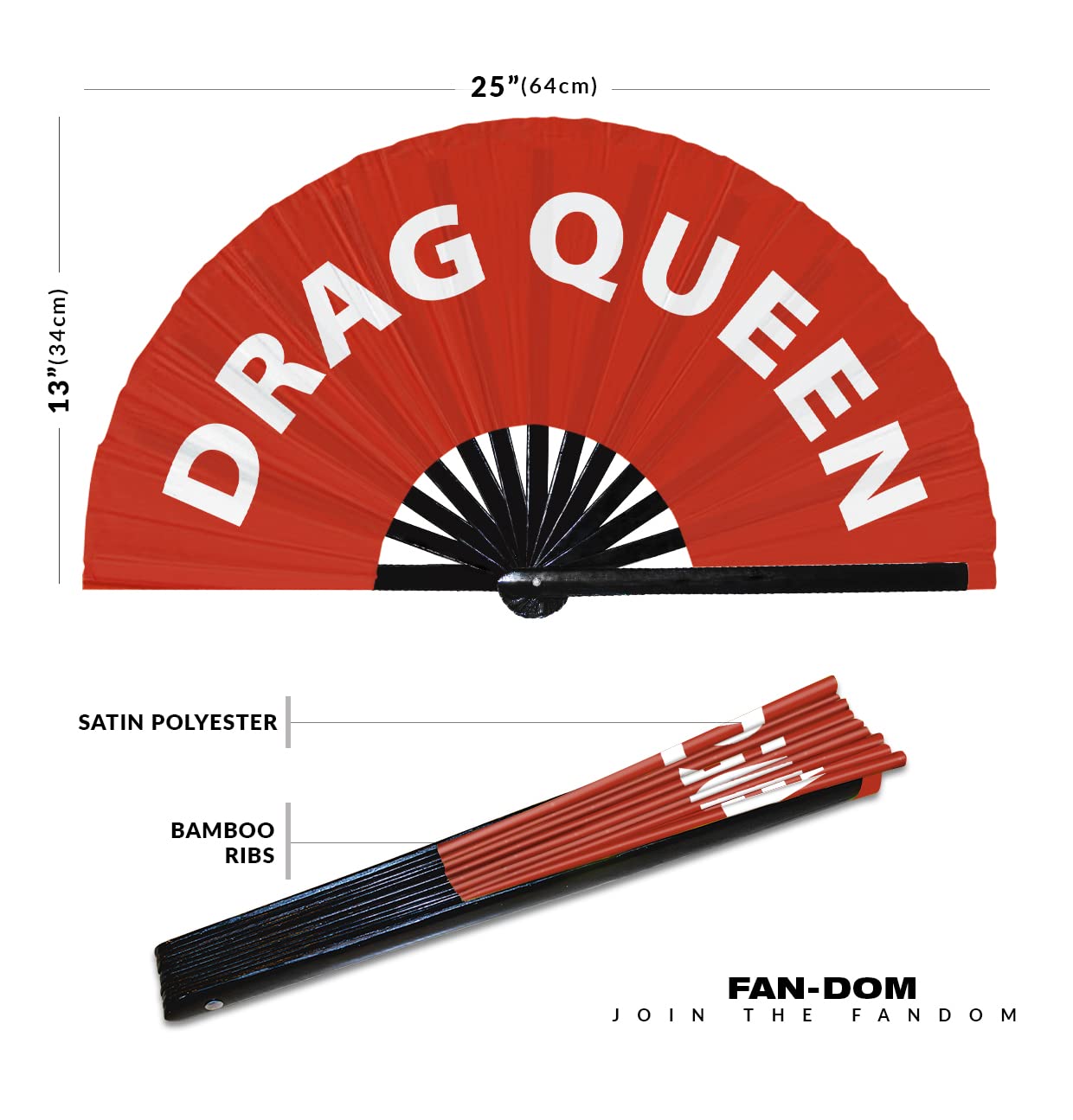 Drag Queen hand fan foldable bamboo circuit hand fan funny gag slang words expressions statement gifts Festival accessories Rave handheld Circuit event fan Clack fans (Red)