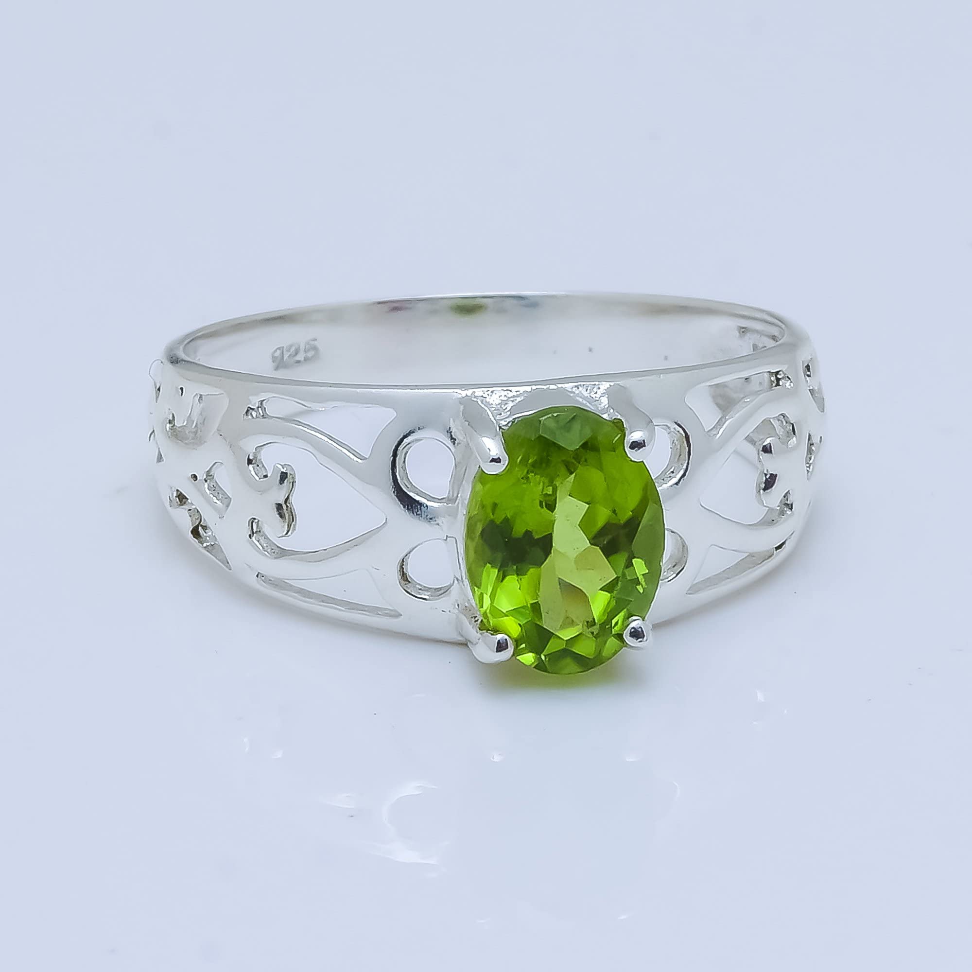 Solid Peridot Ring-Handmade Silver Ring-925 Sterling Silver Ring-Designer Ring-Oval Peridot Designer Ring-August Birthstone-Promise Ring (SR-30 (8)