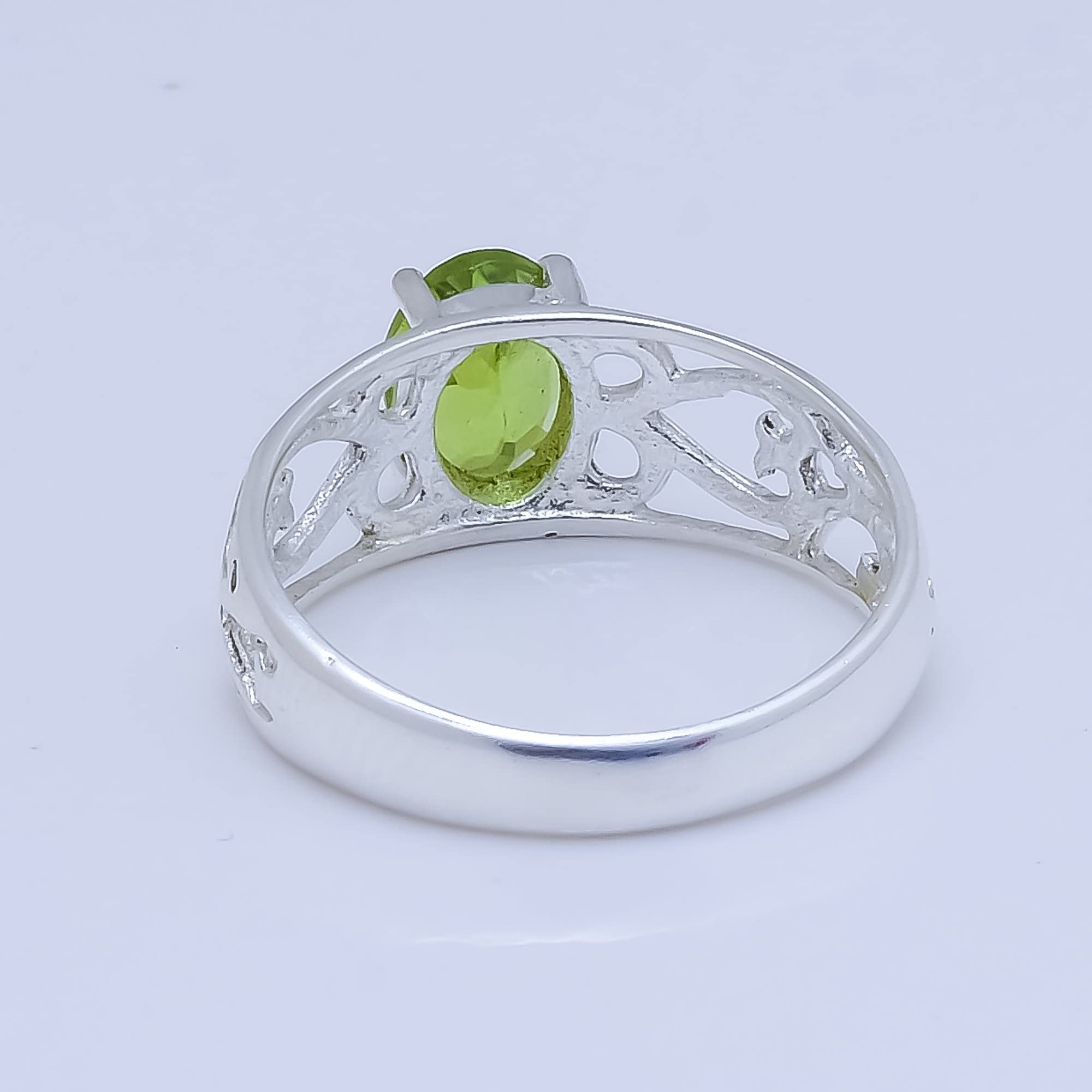 Solid Peridot Ring-Handmade Silver Ring-925 Sterling Silver Ring-Designer Ring-Oval Peridot Designer Ring-August Birthstone-Promise Ring (SR-30 (8)