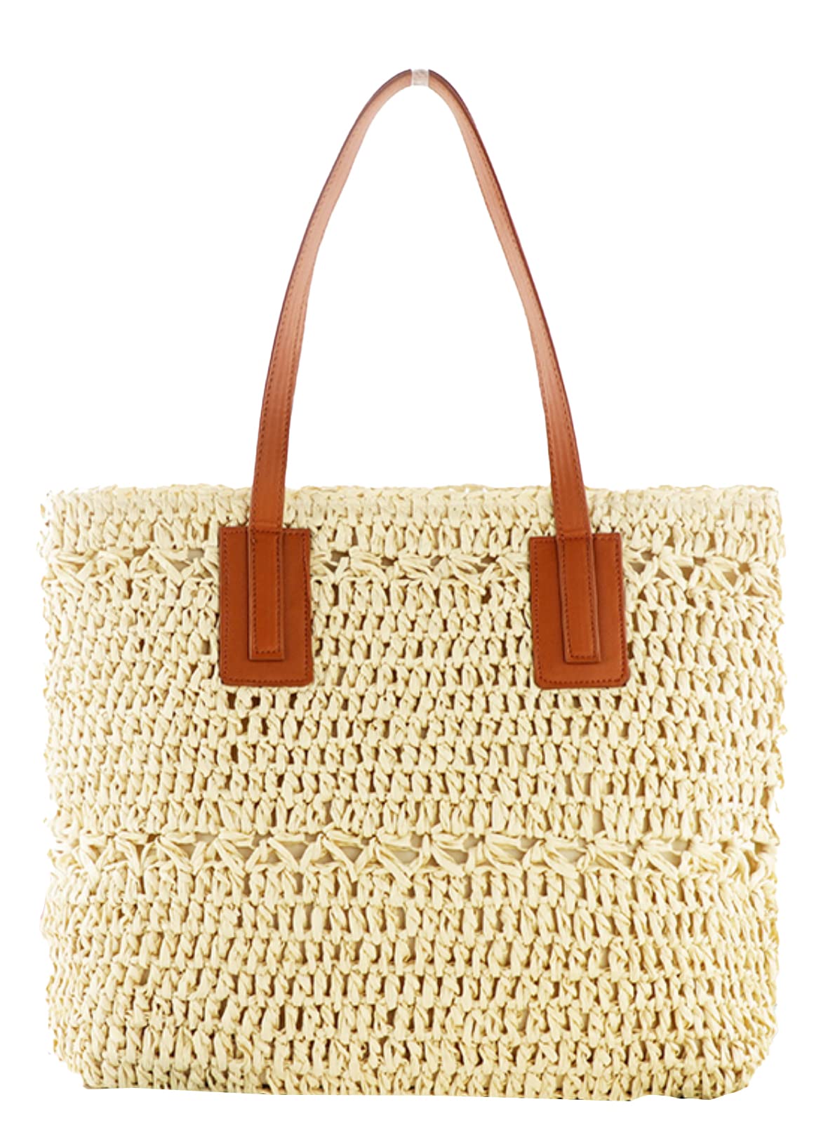 Straw Bag for Women Woven Beach Structured Tote Handmade Crochet Carteras De Mujer Summer Shoulder Bohemian Pom Travel