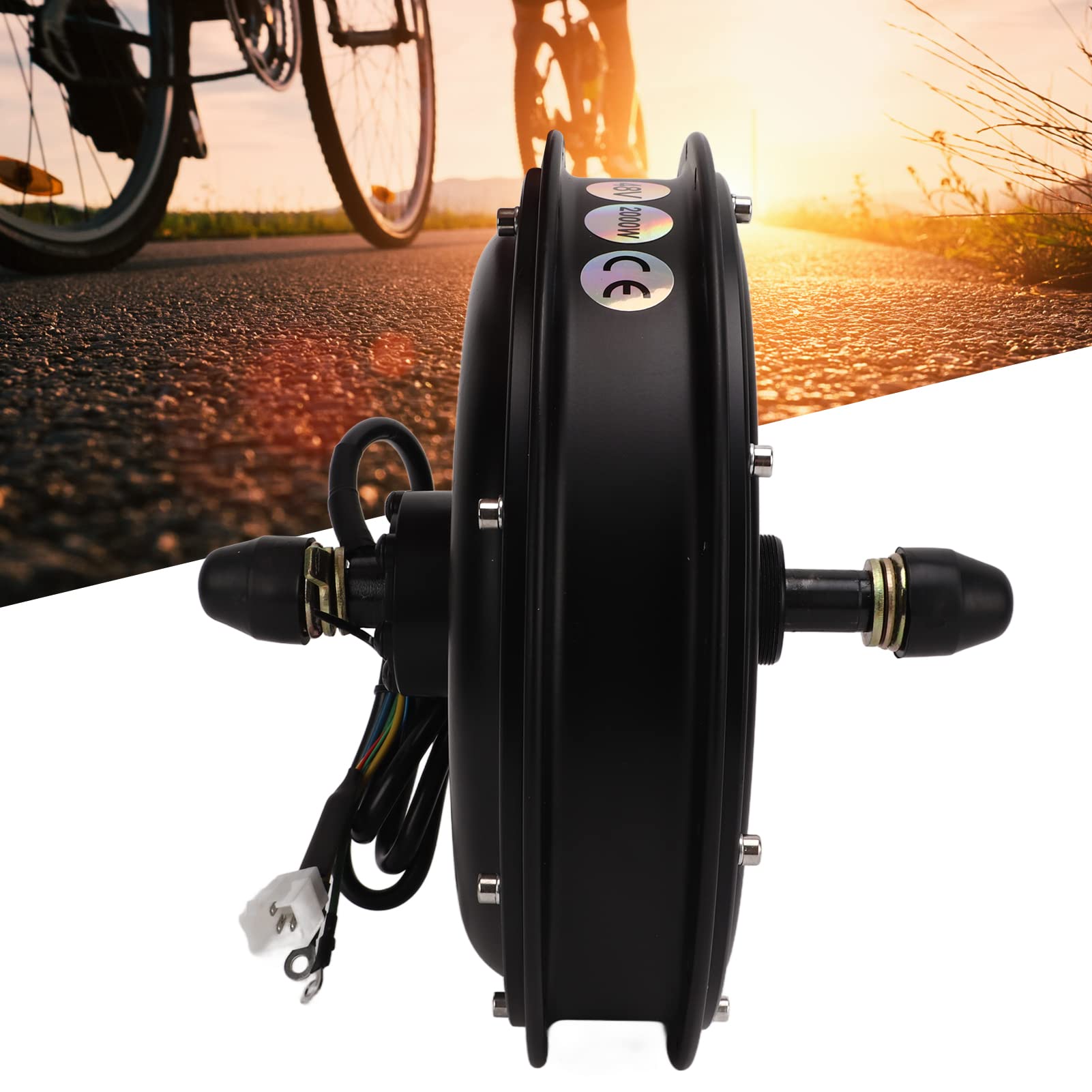 Alomejor Ebike Rear Wheel Hub Motor, 48V 2000W Electric Bike Modified DC Rear Hub Motor for DIY Modification