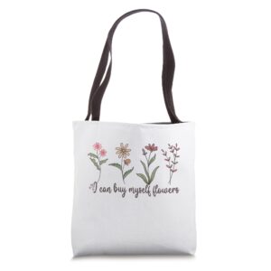 i can buy myself flowers retro valentine tote bag