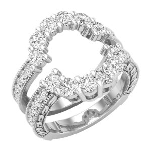 dazzlingrock collection round lab grown white diamond miligrain edge with leaf carved design wedding enhancer band for her (1.99 ctw) in 14k white gold size 9