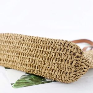 Straw Bag for Women Woven Beach Structured Tote Handmade Crochet Carteras De Mujer Summer Shoulder Bohemian Pom Travel