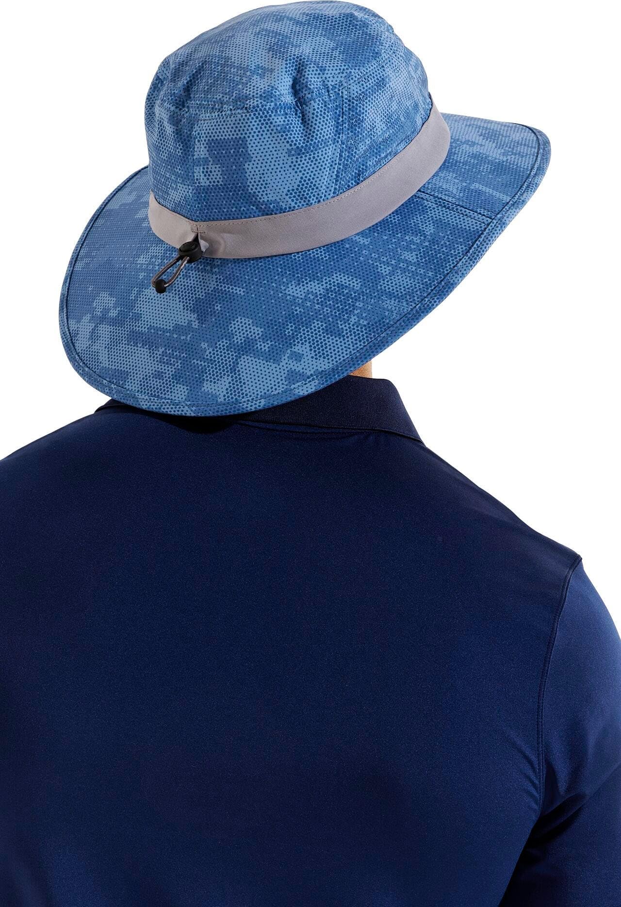 Coolibar UPF 50+ Men's Women's Fore Golf Hat - Sun Protective (Medium/Large- Blue Digital Camo)