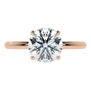 10K Solid Rose Gold Handmade Engagement Ring 1.50 CT Round Cut Moissanite Diamond Solitaire Wedding/Bridal Ring Set for Women/Her, for Wife