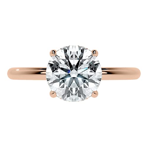 10K Solid Rose Gold Handmade Engagement Ring 1.50 CT Round Cut Moissanite Diamond Solitaire Wedding/Bridal Ring Set for Women/Her, for Wife