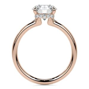 10K Solid Rose Gold Handmade Engagement Ring 1.50 CT Round Cut Moissanite Diamond Solitaire Wedding/Bridal Ring Set for Women/Her, for Wife