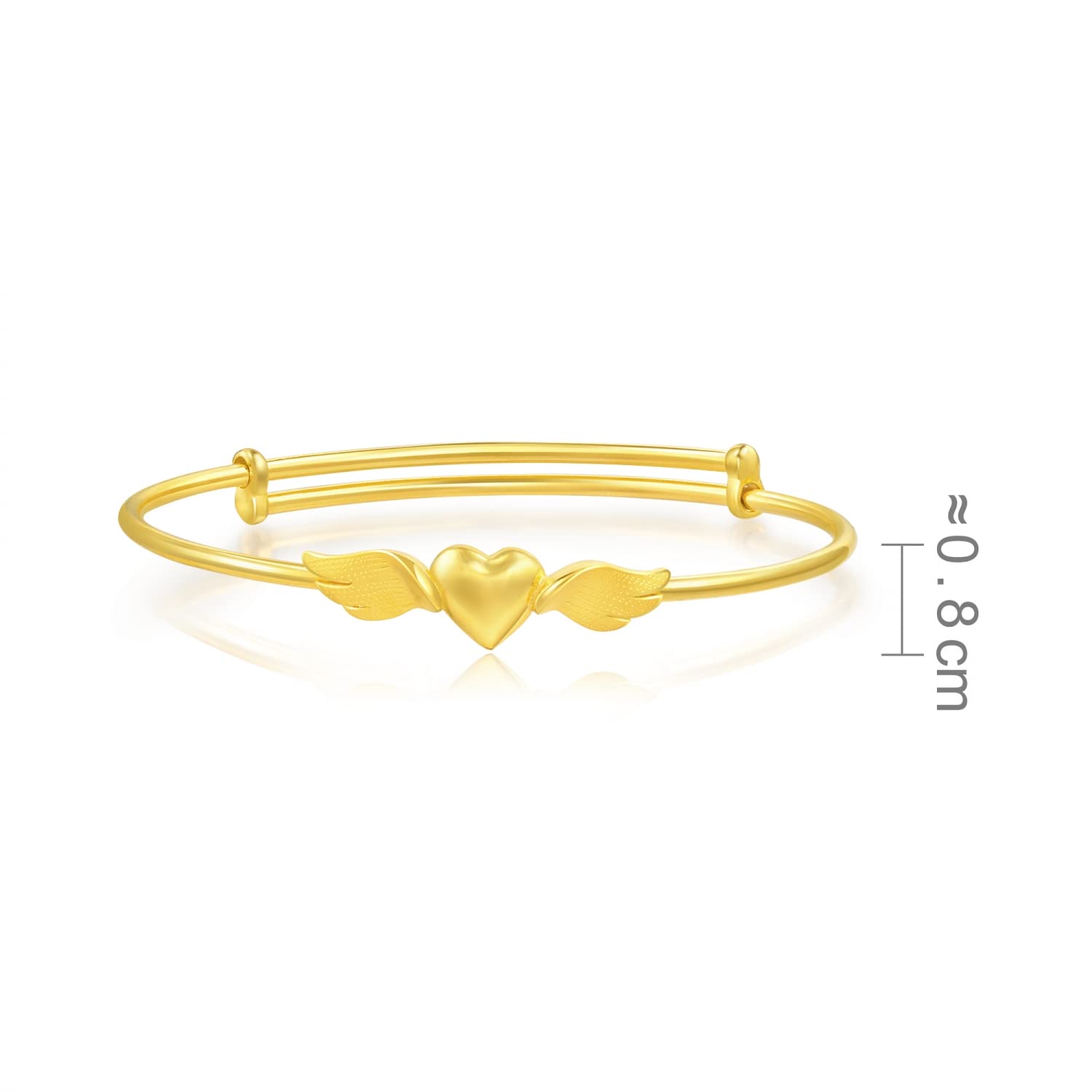 CHOW SANG SANG Chinese Wedding Collection 999.9 24K Solid Gold Price-by-Weight 8.98g Gold Heart with Wings Bangle for Women and Wedding Occasion 89222K | Adjustable Size