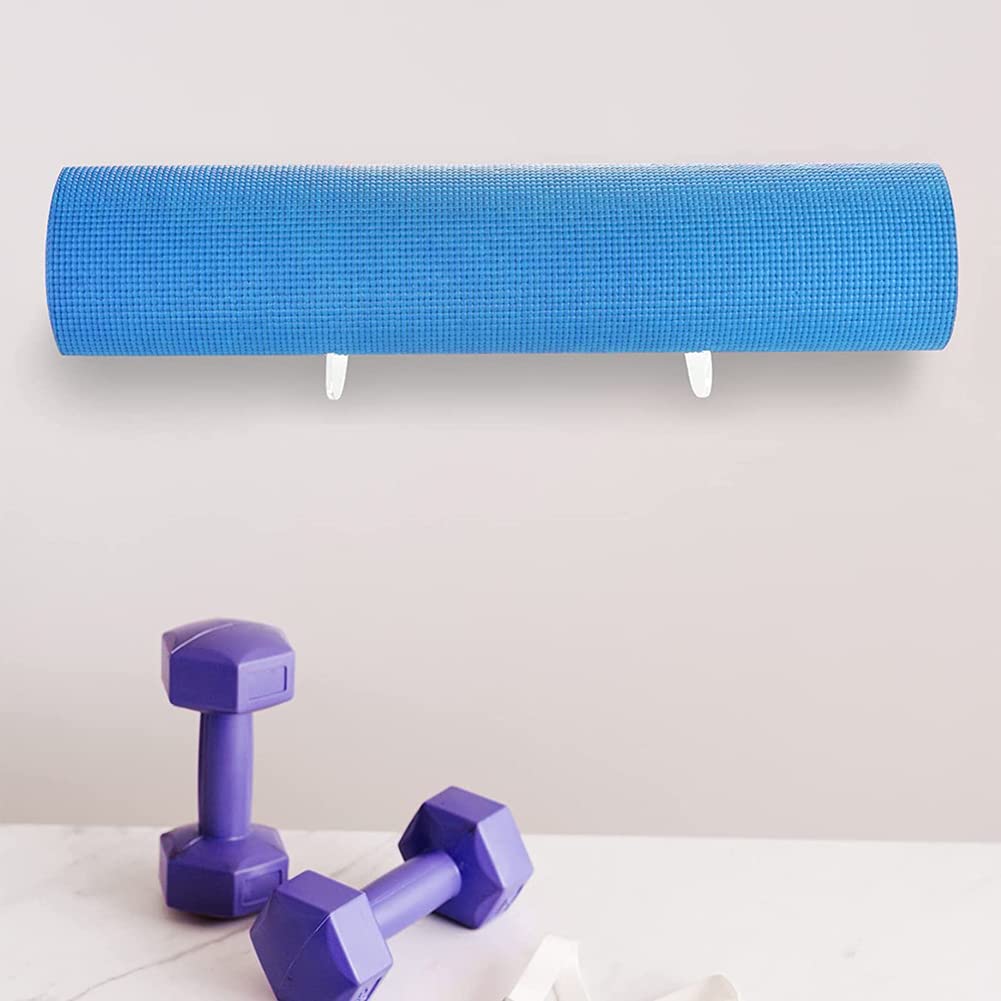 Yoga Mat Holder Wall Mount, Exercise Mat Wall Rack Yoga Mat Storage Rack Durable Yoga Mat Organizer Home Gym Accessories for Hanging Foam Rolle Fitness Resistance Band Hanging Wall Rack