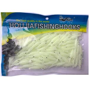 100Pcs 4.8cm Soft Fishing Lure Baits, Luminous Shrimp Fishing Lure, Shad Baits Worm Glow, Simulated Scented Micro Bait for Bass Trout Crappie, Freshwater Saltwater Fishing, Fishing Gears Accessories