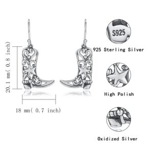 Sterling Silver Cowgirl Boot Earrings: Women Dangle Boot Earrings Country Western Style Jewelry Gifts for Cowgirl (Style 1)