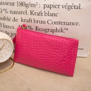 SuanlaTDS 2023 Bag Fashion Women Artificial Leather Solid Color Underarm Envelope Bag Purse Clutch (Pink, One Size)