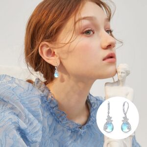 Butterfly Earrings 925 Sterling Silver Butterfly Dangle Drop Earrings with Moonstone Butterfly Leverback Jewelry Gifts for Women Girlfriends