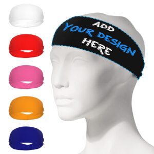 custom 30 pcs sport headbands for women personlized sweatbands for men design your own name photo logo soft stretchable wicking moisture hairband for basketball yoga