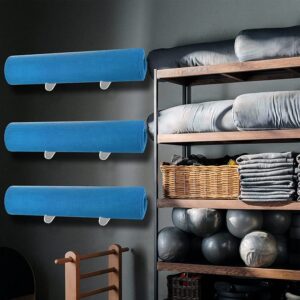 Yoga Mat Holder Wall Mount, Exercise Mat Wall Rack Yoga Mat Storage Rack Durable Yoga Mat Organizer Home Gym Accessories for Hanging Foam Rolle Fitness Resistance Band Hanging Wall Rack