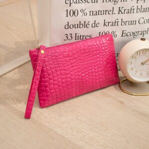 SuanlaTDS 2023 Bag Fashion Women Artificial Leather Solid Color Underarm Envelope Bag Purse Clutch (Pink, One Size)