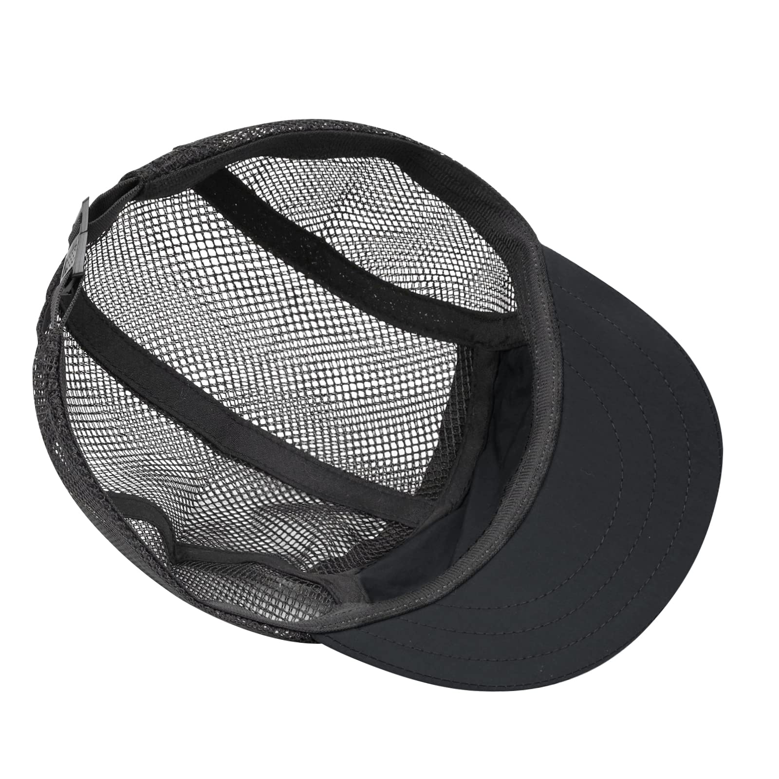 Croogo 5 Panel Short Bill Cap Flat Brim Mesh Baseball Caps Trucker Hat Cooling Breathable Quick Dry Sport Hats,Black-GD16