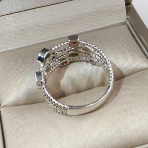 SUKKCCNO S925 Silver Women's Multi-layer Winding Ring Color Zircon Cocktail Diamond Ring Fashion Versatile Engagement Wedding Ring Women's 10*