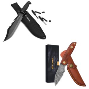 flissa survival hunting knife with sheath damascus hunting knife