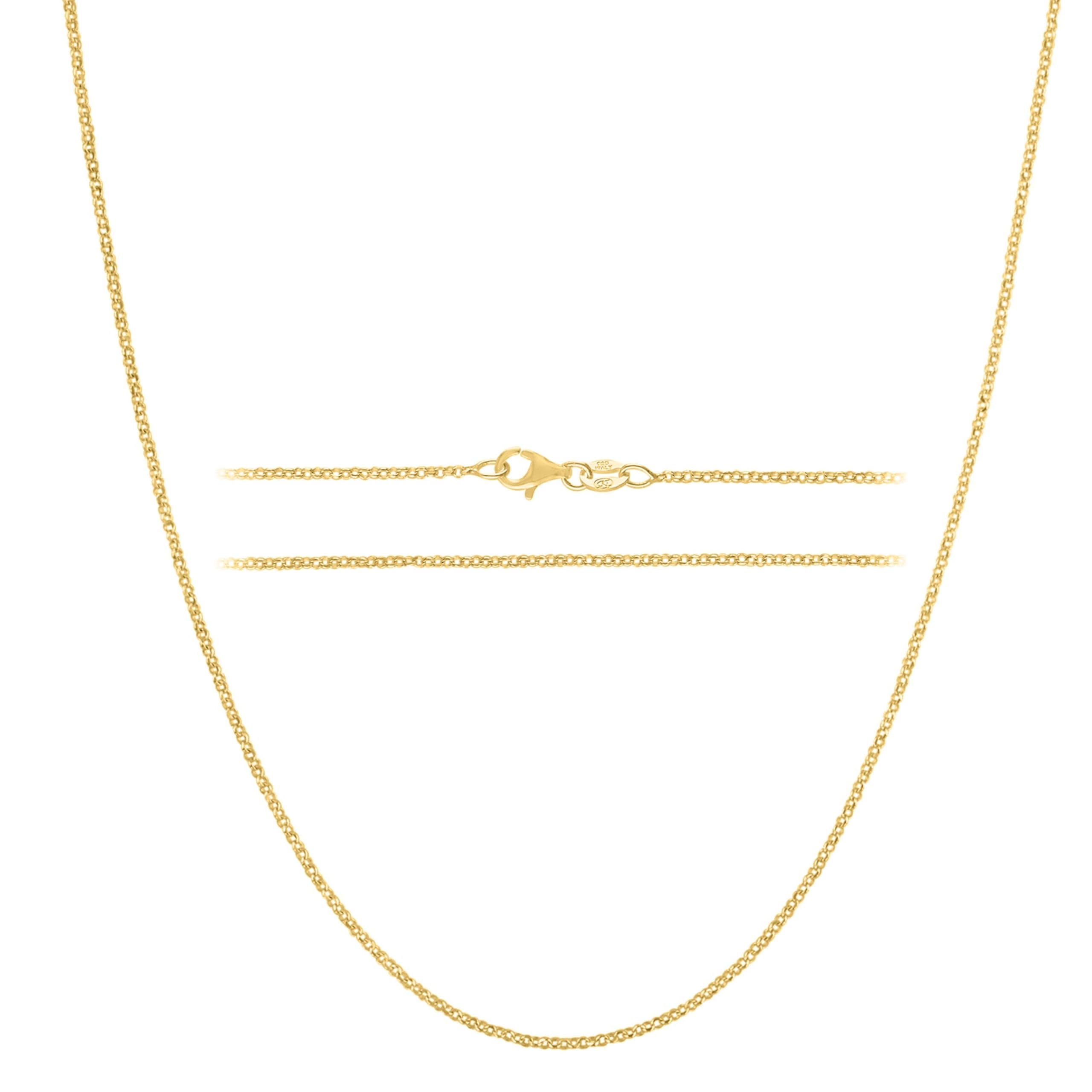 KISPER Gold Cable Link Chain Necklace – Thin, Dainty, Gold-Plated 925 Sterling Silver Jewelry for Women & Men with Lobster Claw Clasp – Made in Italy, 20"