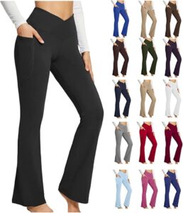 aricy women bootcut yoga pants 2023 high waisted flare leggings workout leggings casual soft pants comfy palazzo athletic wide leg pants with pocket sports fitness sweatpants girl active yoga pants