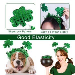 St. Patrick's Day Headband Green Shamrock Hair Band Hair Accessories Green Sequins Clover Irish Hair Band Hair Ornament Party Decorations Hair Supplies for Women Girls Cute Glitter Hair Hoop 1Pcs