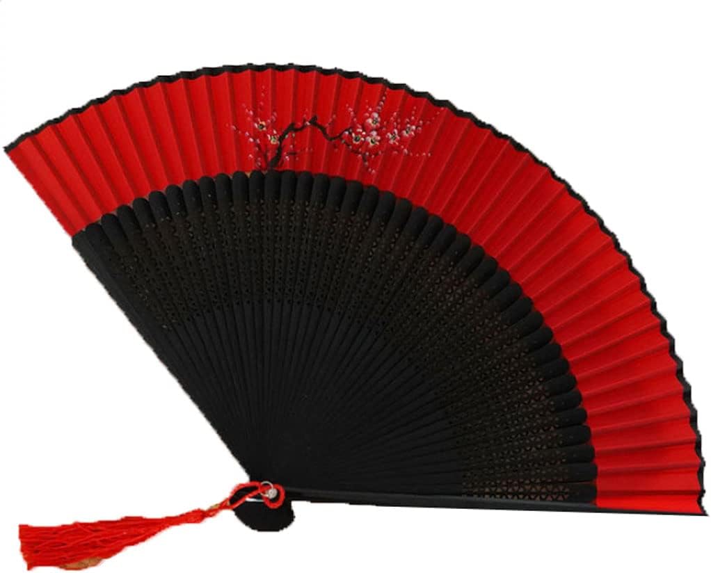 LELAMP Chinese Style Hand Fan Red Black Vintage Hand Fan Folding Fans Dance Wedding Party Favor Chinese Dance Party Folding Bamboo Fans