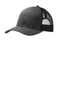 port authority snapback trucker cap. c112, grey steel/ black, osfa