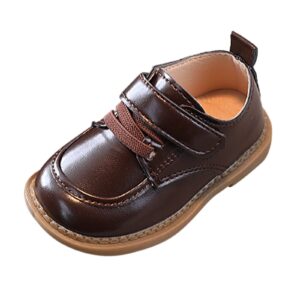 gaoqi fashion autumn toddler and boys casual shoes thick sole round toe buckle shoes boys canvas shoes size (brown, 2.5-3 years)