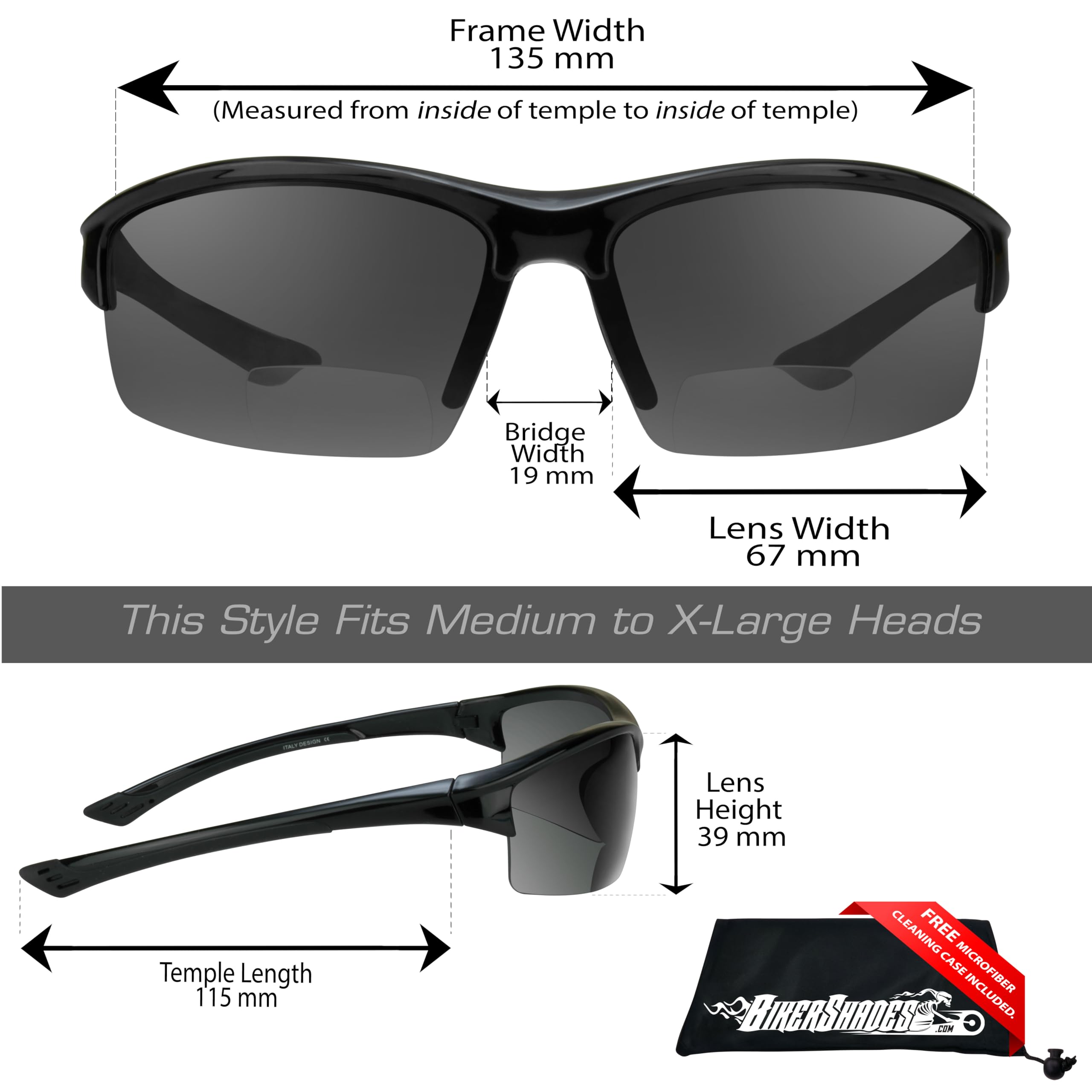 proSPORT Polarized Bifocal Sunglasses Readers Fishing Sport Golf Tennis Cycling Motorcycle Running Driving Gray Lens Men Women +1.25 +1.00 +1.50 +1.75 +2.00 +2.25 +2.50 BW