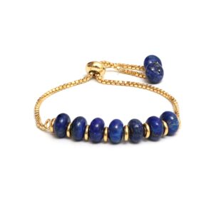 gempires natural lapis lazuli beads bolo bracelet, trendy style adjustable bracelets for women (lapis lazuli)