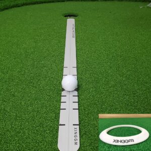 XINGGM Golf Putting Alignment Training Aid for Putting Green | Indoor & Outdoor Golf Putting Trainer,Come with Golf Ball & Putting Ring (Alloy Steel Putting Alignment Rail)