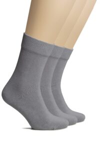 hugh ugoli women's thick cotton winter crew socks | warm comfort boot socks, breathable & comfortable, non binding top, 3 pairs, gray, shoe size: 10-12