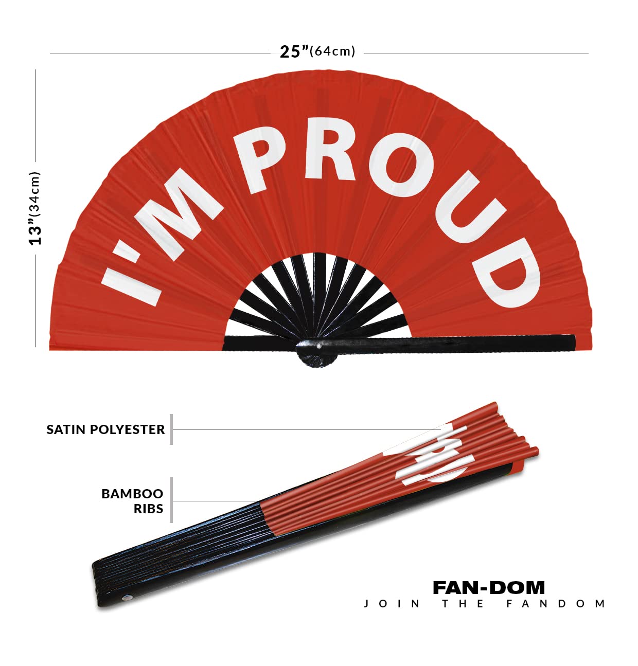 I'm Proud Hand Fan Foldable Bamboo Circuit Hand Fan Funny Gag Slang Words Expressions Statement Gifts Festival Accessories Rave Handheld Circuit Event Fan Clack Fans (Red)