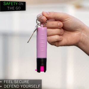 Police Magnum Mini Pepper Spray Self Defense Safety Tool- Strong Keyring Holder- Small discreet Canister Case- Made in The USA- 2 Pack 3/4oz Twist Lock Pink Sleeve Keyring